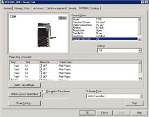 Konica Minolta Printer, Secure Printing Greyed Out
