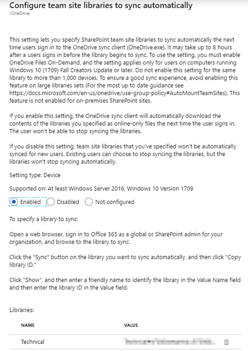 Configure Team Site Libraries To Sync Automatically With Intune